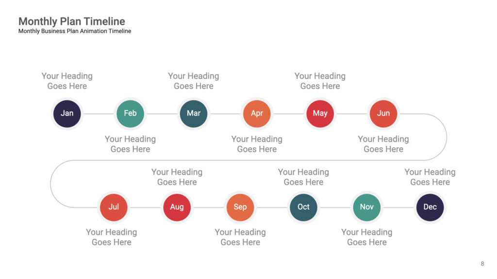 Best Monthly Plan Timelines Diagram Keynote Template for 2022 - FlySlides
