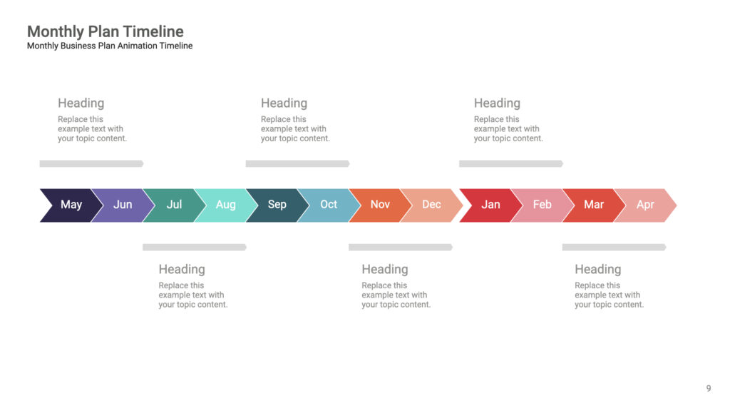 Best Monthly Plan Timelines Diagram Keynote Template for 2022 - FlySlides